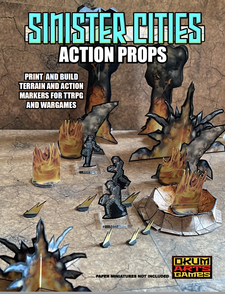 Sinister Cities: Action Props - Okumarts Games | Save the Day | Sinister Cities | DriveThruRPG