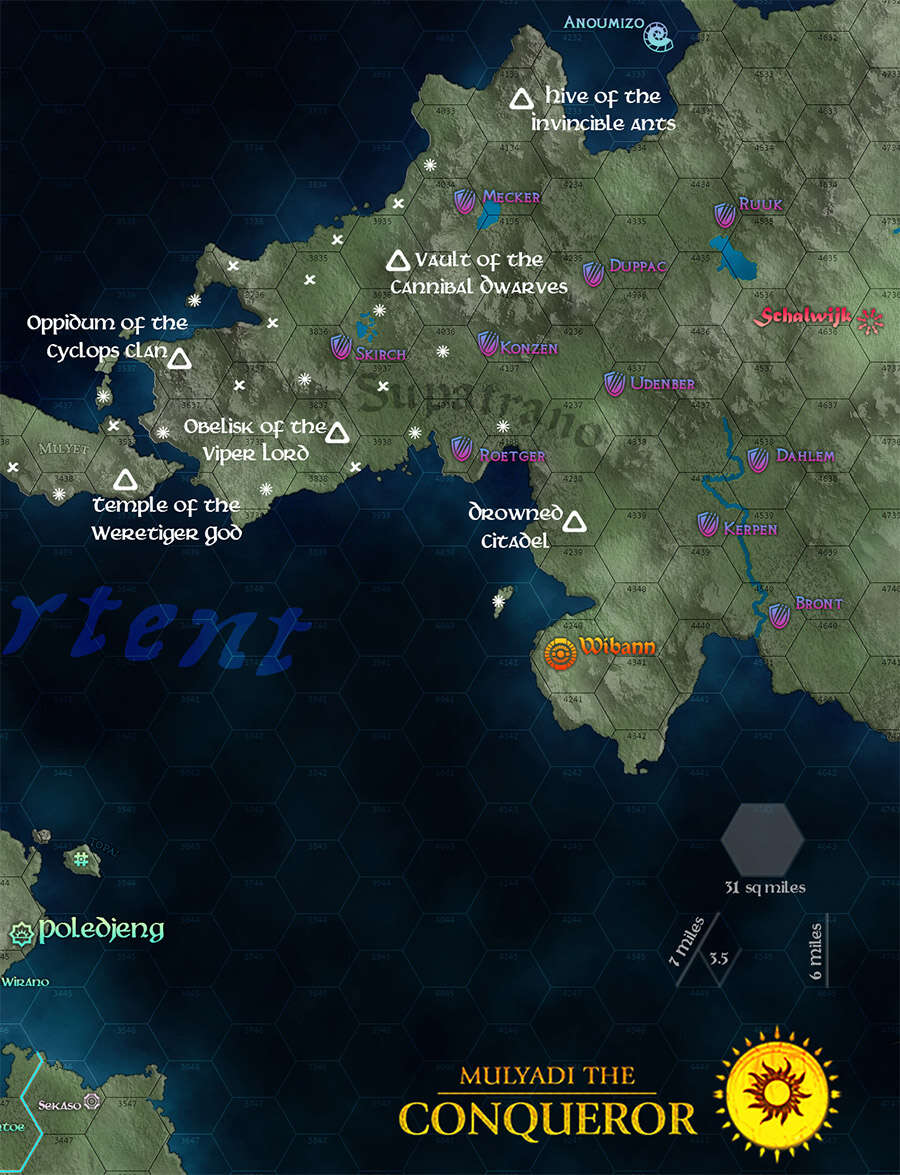 Mulyadi the Conqueror - Map & PCs - Chubby Funster | DriveThruRPG