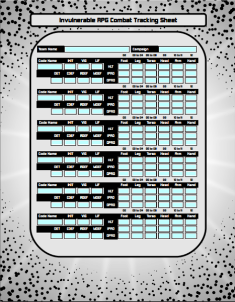 Invulnerable RPG Form-Fill Combat Tracking Sheet - Imperfekt Gammes ...