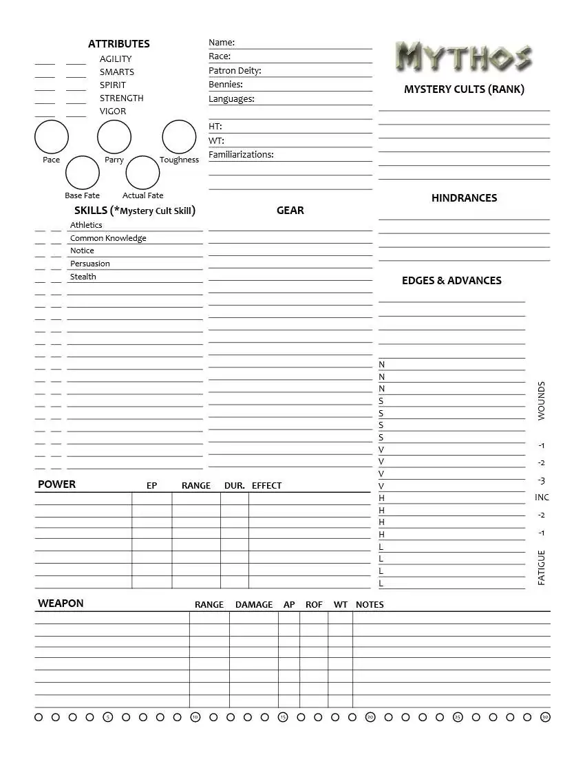 Mythos: Character Sheet (SWADE) - Mystical Throne Entertainment ...