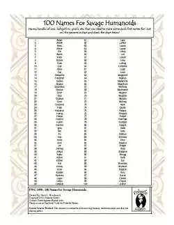 100 Names for Savage Humanoids (Fantasy Gaming) - Fishwife Games | Fantasy Lists | DriveThruRPG