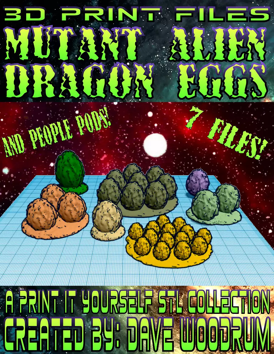 Mutant Alien Dragon Eggs (STL Files) - Fishwife Games | 3D Printing ...