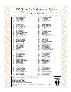100 Names for Gladiators and Fighters - Fishwife Games | Fantasy Lists ...
