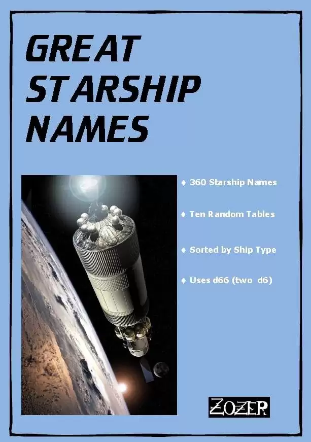 Great Starship Names - Zozer Games | DriveThruRPG