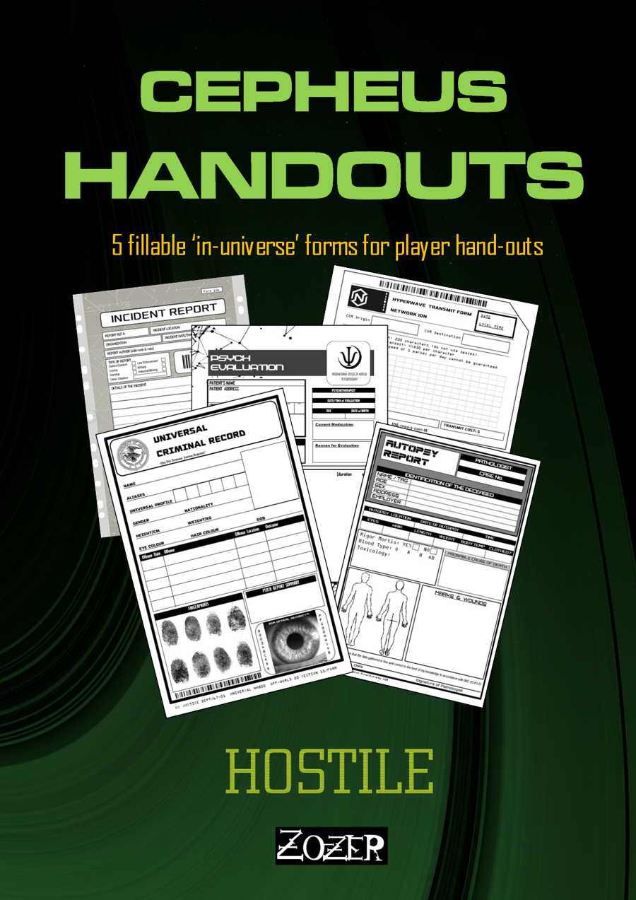 Cepheus Handouts - Zozer Games | DriveThruRPG