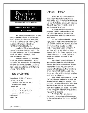 Psypher Shadows Adventure Pack 000: Siltstone - GameAddikts | GA ...
