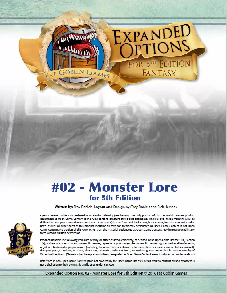 (5E) Expanded Options #02 - Monster Lore Skill for 5th Edition Fantasy ...