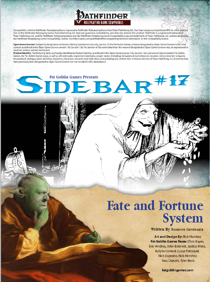 Sidebar #17 - Fate and Fortune for Pathfinder - Fat Goblin Games | Fat ...