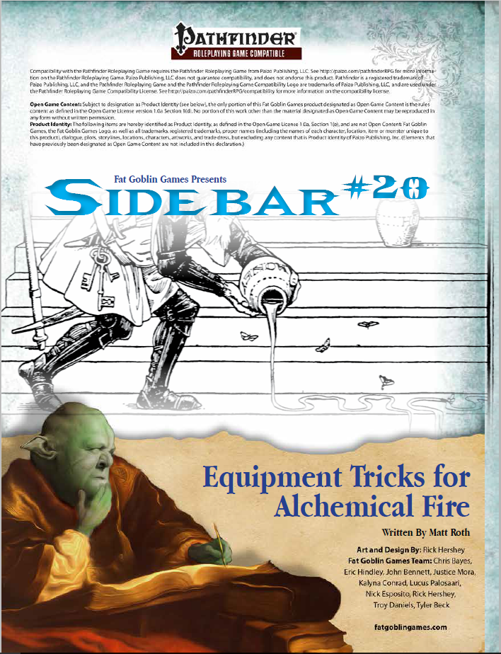 Sidebar #20 - Equipment Tricks for Alchemical Fire - Fat Goblin Games ...