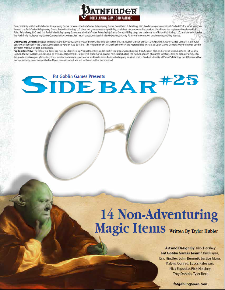 Sidebar #25 - 14 Non-Adventuring Magic Items - Fat Goblin Games | Fat ...
