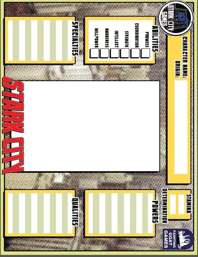 ICONS Character Sheet (Stark City - Fainting Goat Games | DriveThruRPG