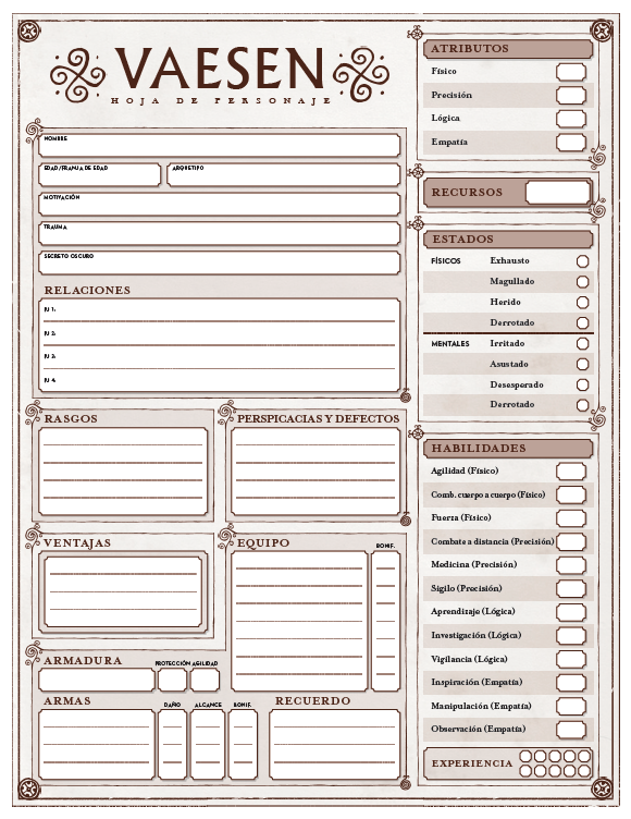 Ficha De Personaje Armadura