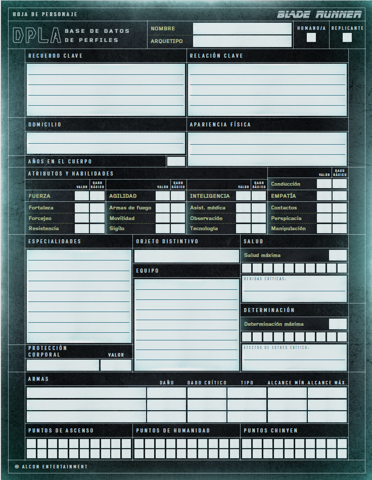 Blade Runner - Hoja de Personaje y Mapa de L.A. - Devir | Blade runner | DriveThruRPG