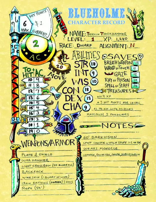 BLUEHOLME™ Character Records - Dreamscape Design | BLUEHOLME | DriveThruRPG