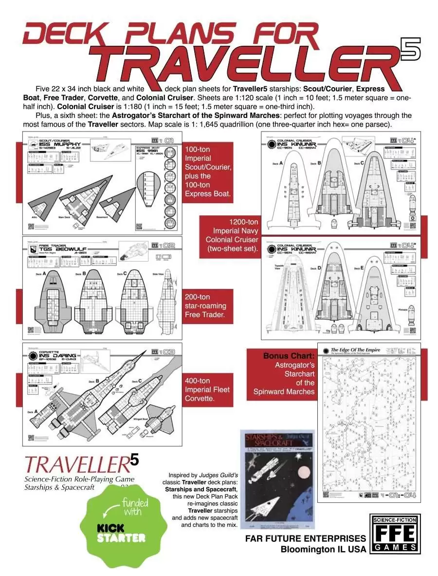 Traveller5 Starships & Spacecraft-2 FIVE Deck Plan Set - Game Designers ...