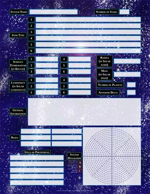 Star System Creation Sheet - Nienhaus Games | DriveThruRPG