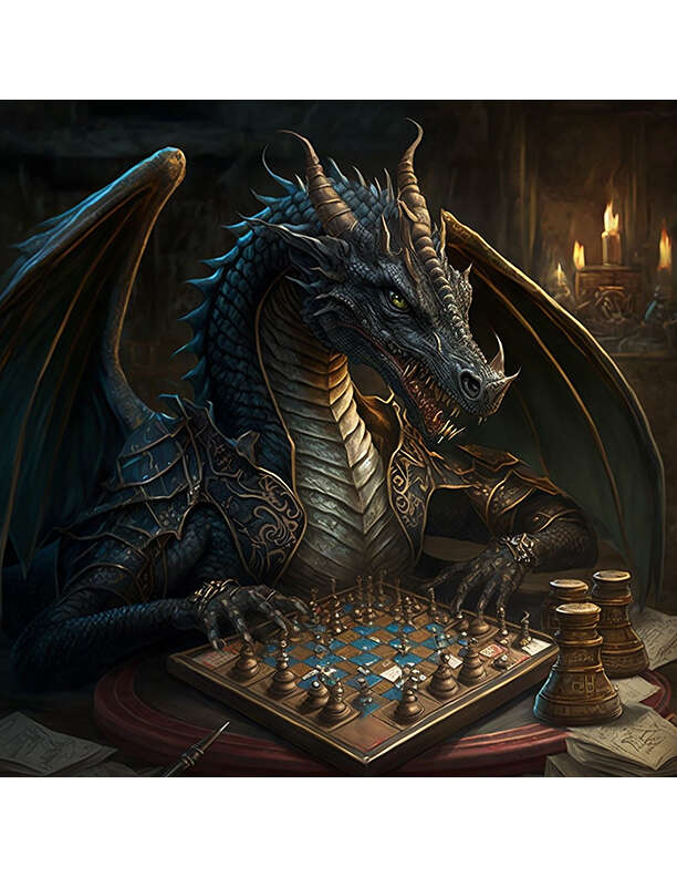 Black Dragon Playing Chess - Darrin Drader Designs | Stock Art | DriveThruRPG
