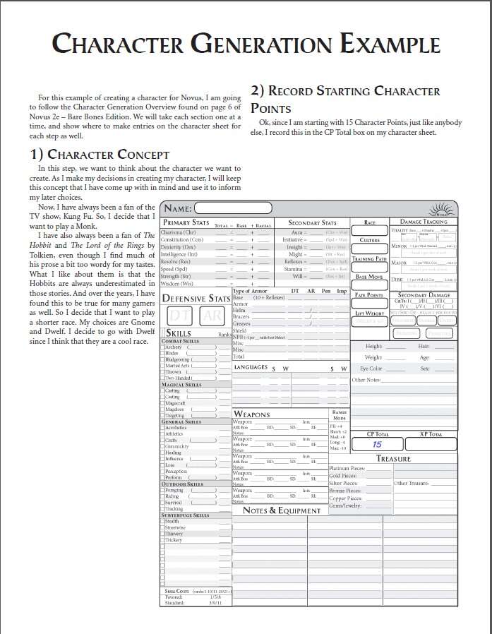 Character Generation Overview - Firehawk Games | Novus 2e | Novus 2e ...