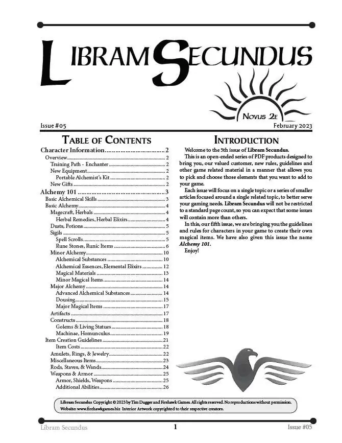 Libram Secundus #05 - Firehawk Games | Novus 2e | Libram Secundus ...