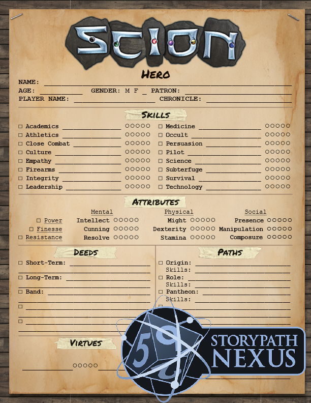 Scion Character Sheet Scion RPG 2nd Edition Review – Part Two