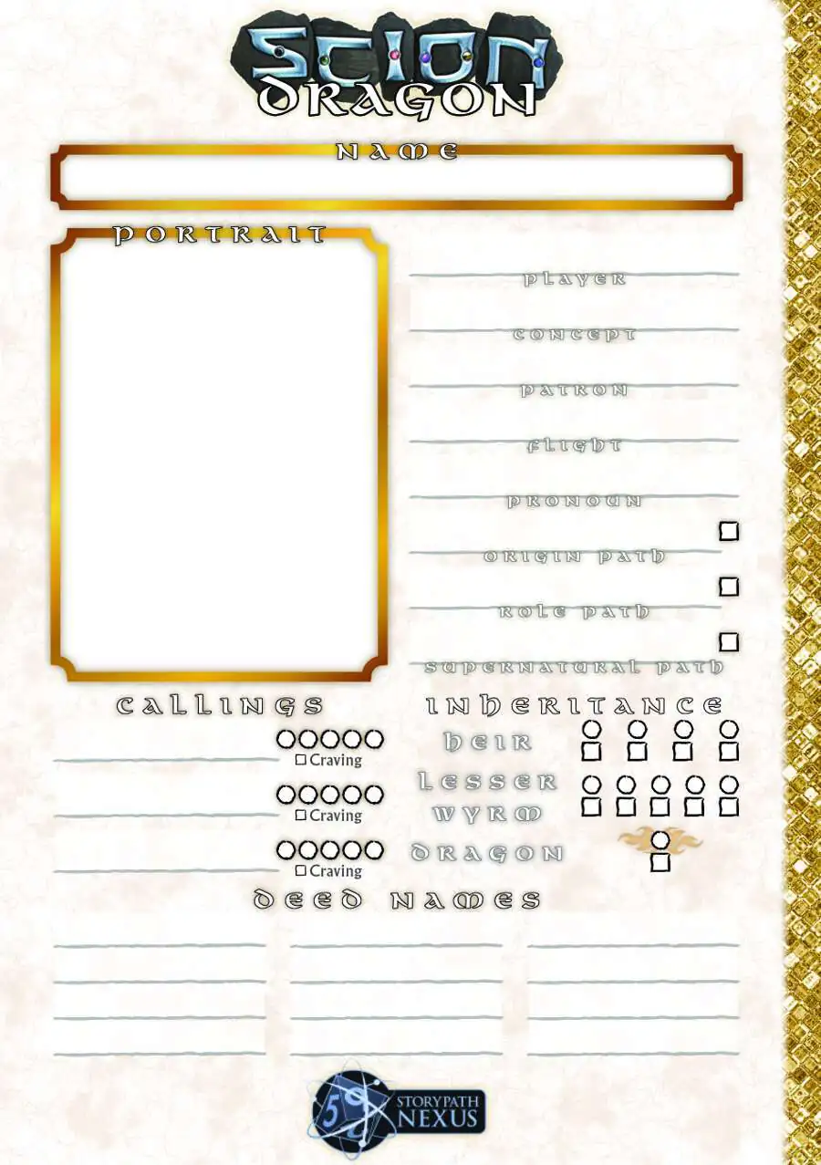 Scion: Dragon A5 Character Booklet - Onyx Path Publishing | StoryPath ...