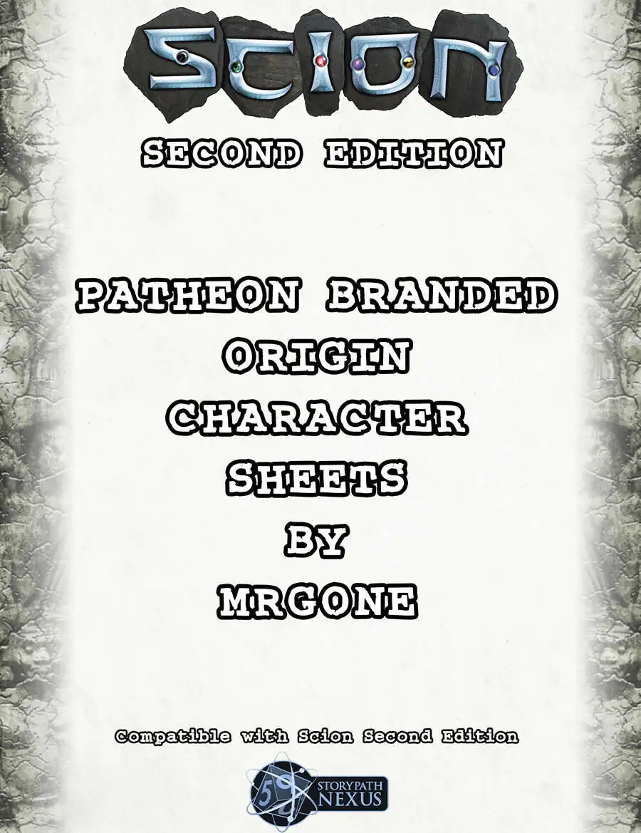 MrGone's Scion: Origin Second Edition Pantheon Branded Character Sheets ...