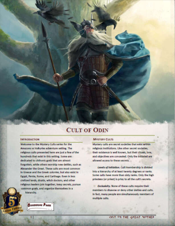 Amazons vs Valkyries: The Cult of Odin - Bloodstone Press | Amazons vs ...