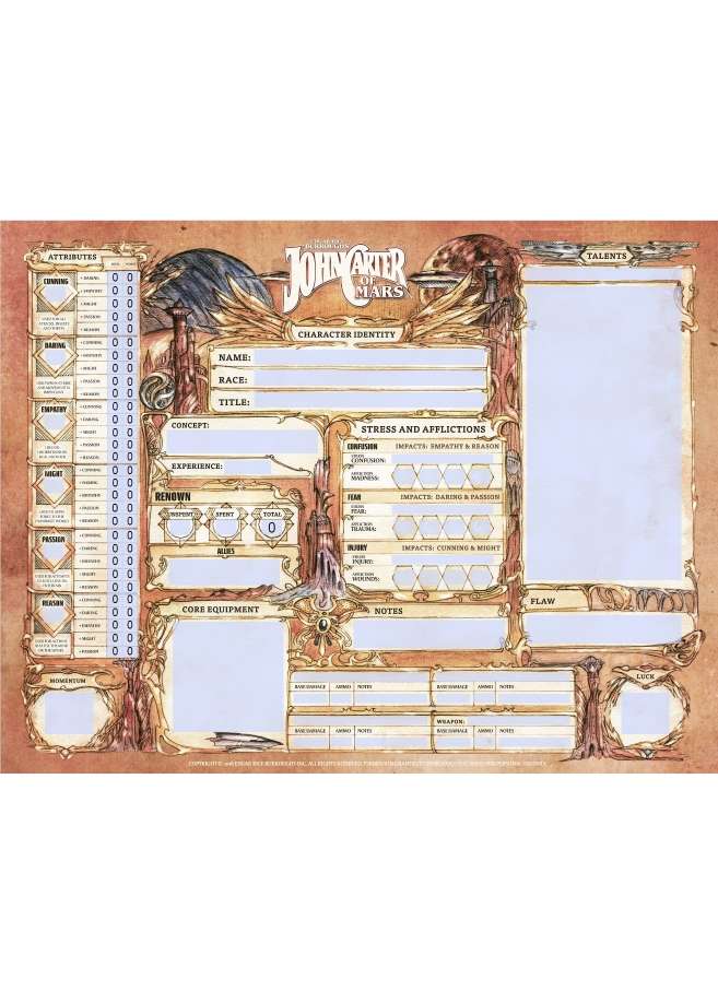 John Carter of Mars: Character Sheets - Modiphius | John Carter of Mars ...
