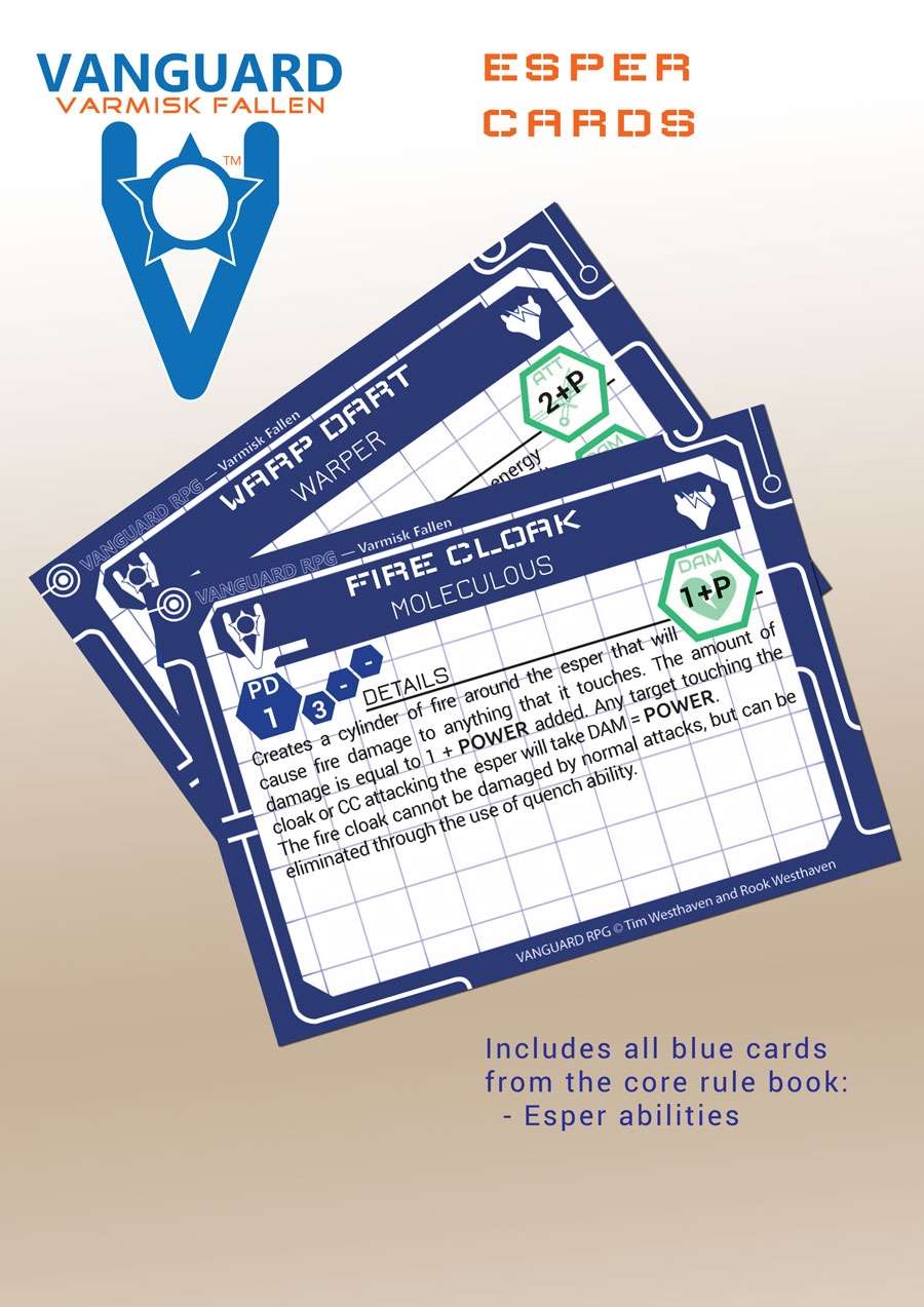 VANGUARD RPG Core Rule Book Esper ability Cards - Broken Tower ...