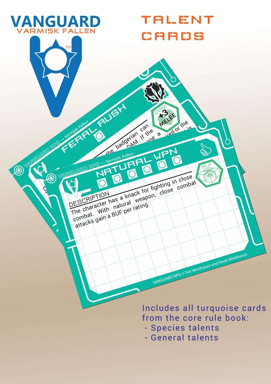 VANGUARD RPG Core Rule Book Talent Cards - Broken Tower | VANGUARD rpg ...