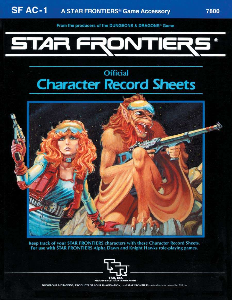 Star Frontiers: (SF AC-1) Official Character Record Sheets - Wizards of ...