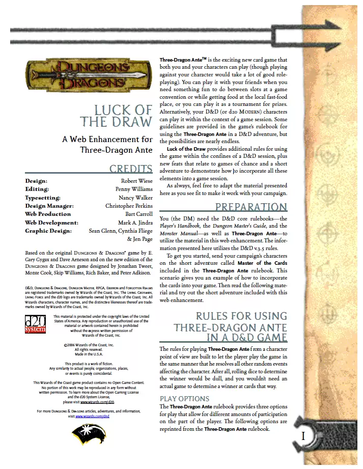 Luck of the Draw (3.5) - Wizards of the Coast | DriveThruRPG