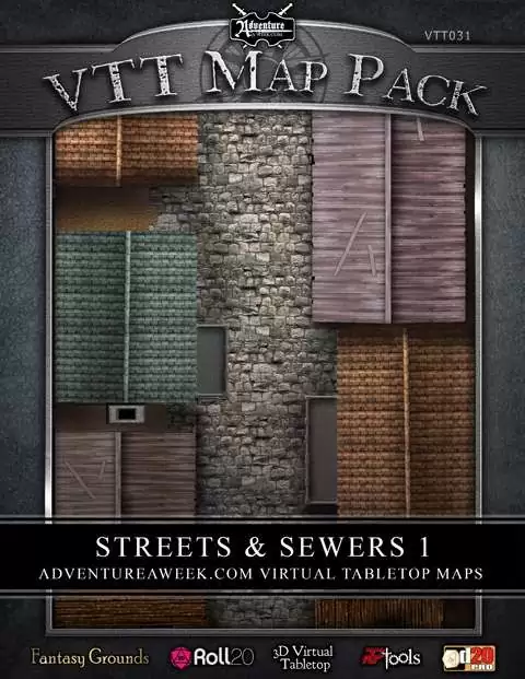 VTT MAP PACK: Streets & Sewers 1 - AAW Games | VTT Map Packs | DriveThruRPG