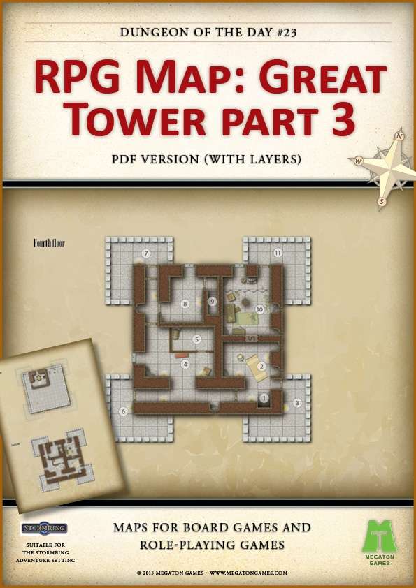 RPG Map 023: Great Tower Part 3 (pdf) - Megaton Games | RPG Maps ...