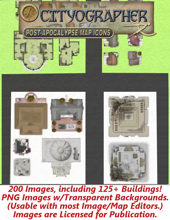 Cityographer Post Apocalyptic City Map Icons (Any Editor) - Inkwell ...