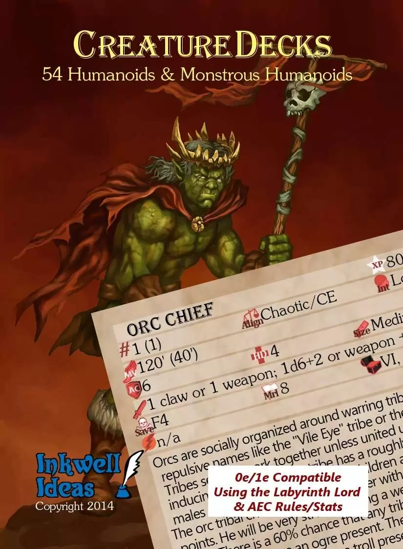 Creature Decks: 0e/1e RPG Humanoids & Monstrous Humanoids - Inkwell Ideas | Creature Decks 0e/1e ...