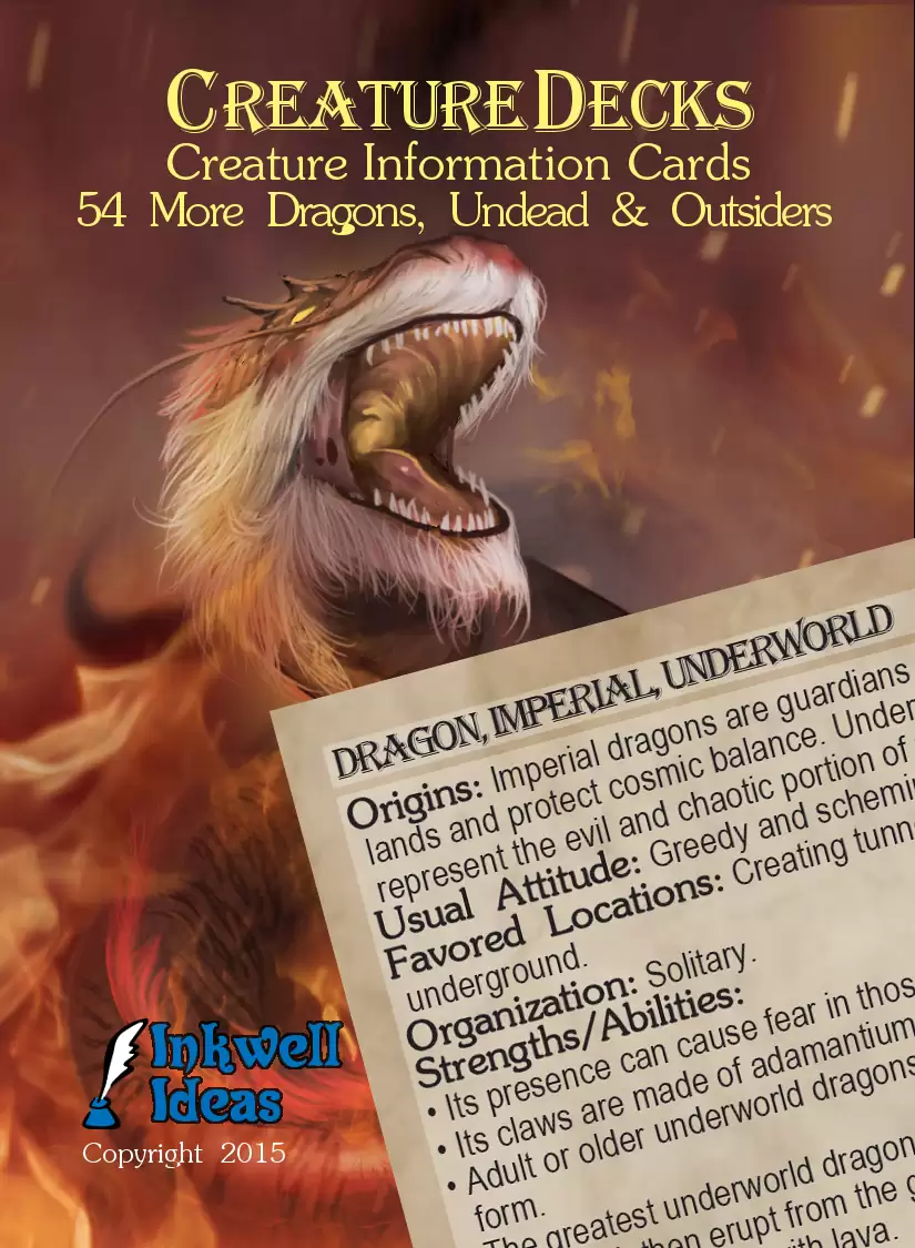 Creature Decks: More Dragons, Undead & Outsiders (Ecologies/System Neutral) - Inkwell Ideas ...