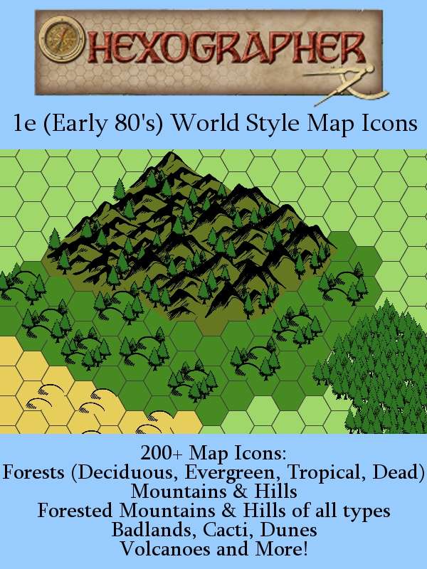 1e (Early 80's) World Style Map Icons - Inkwell Ideas | Map Icon Packs ...