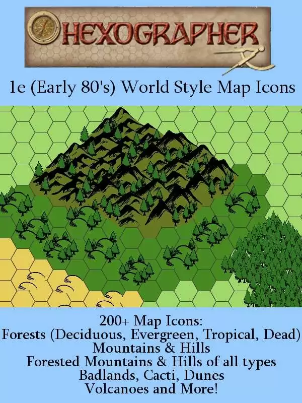 1e (Early 80's) World Style Map Icons - Inkwell Ideas | Map Icon Packs ...