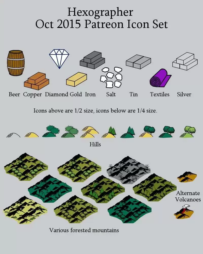 Hexographer October 2015 Monthly World Map Icons (Any Editor) - Inkwell ...