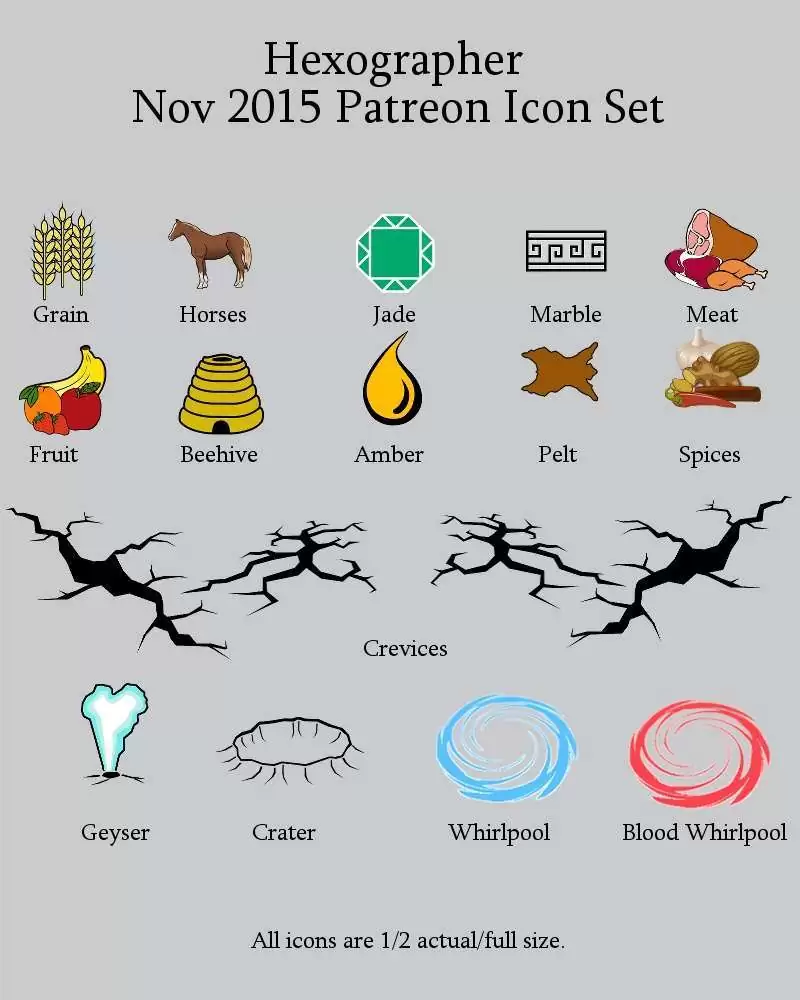 Hexographer November 2015 Monthly World Map Icons (Any Editor ...