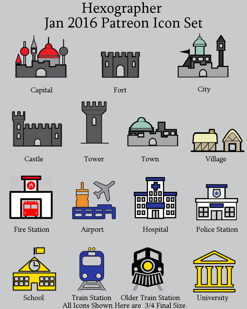 Hexographer January 2016 Monthly World Map Icons (Any Editor) - Inkwell ...