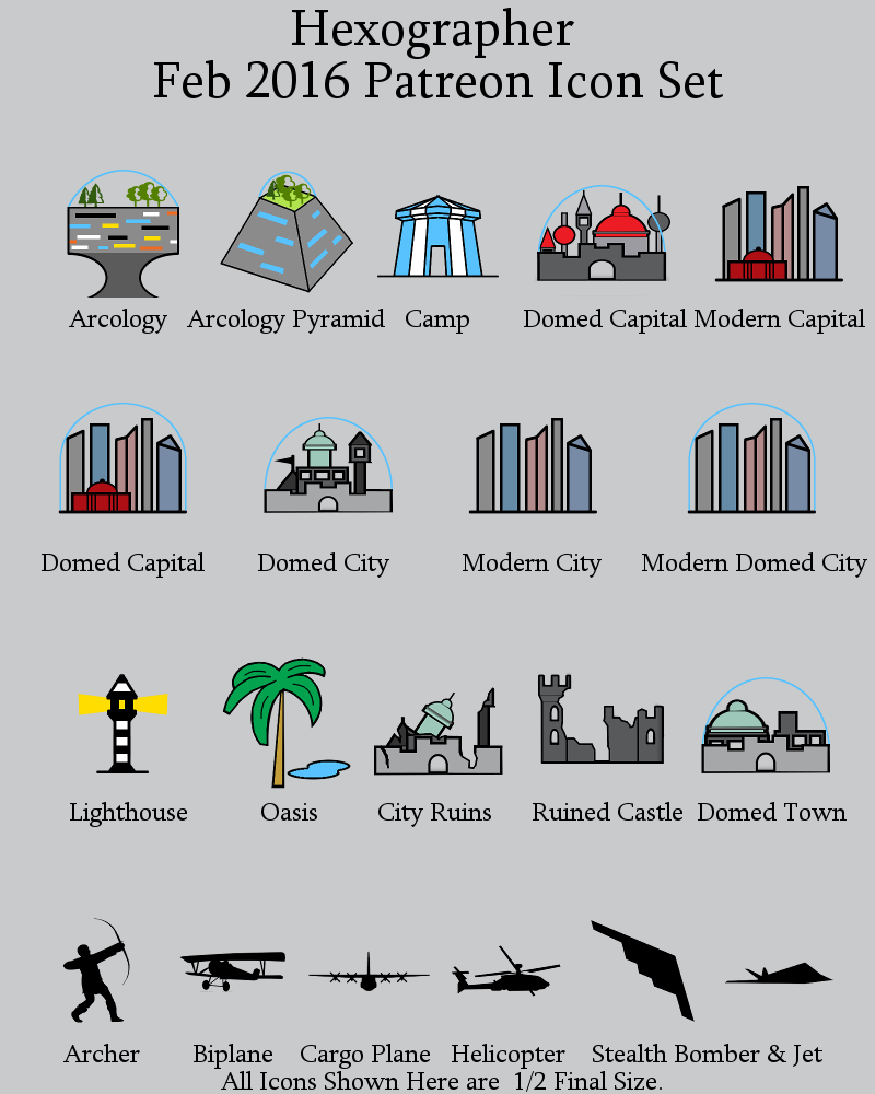 Hexographer February 2016 Monthly World Map Icons (Any Editor ...