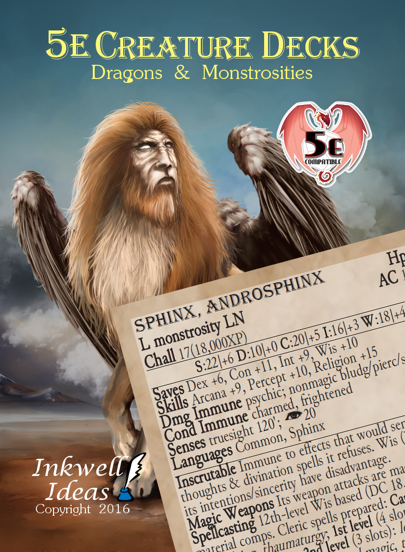 5e Creature Decks: Dragons & Monstrosities - Inkwell Ideas | 5e ...