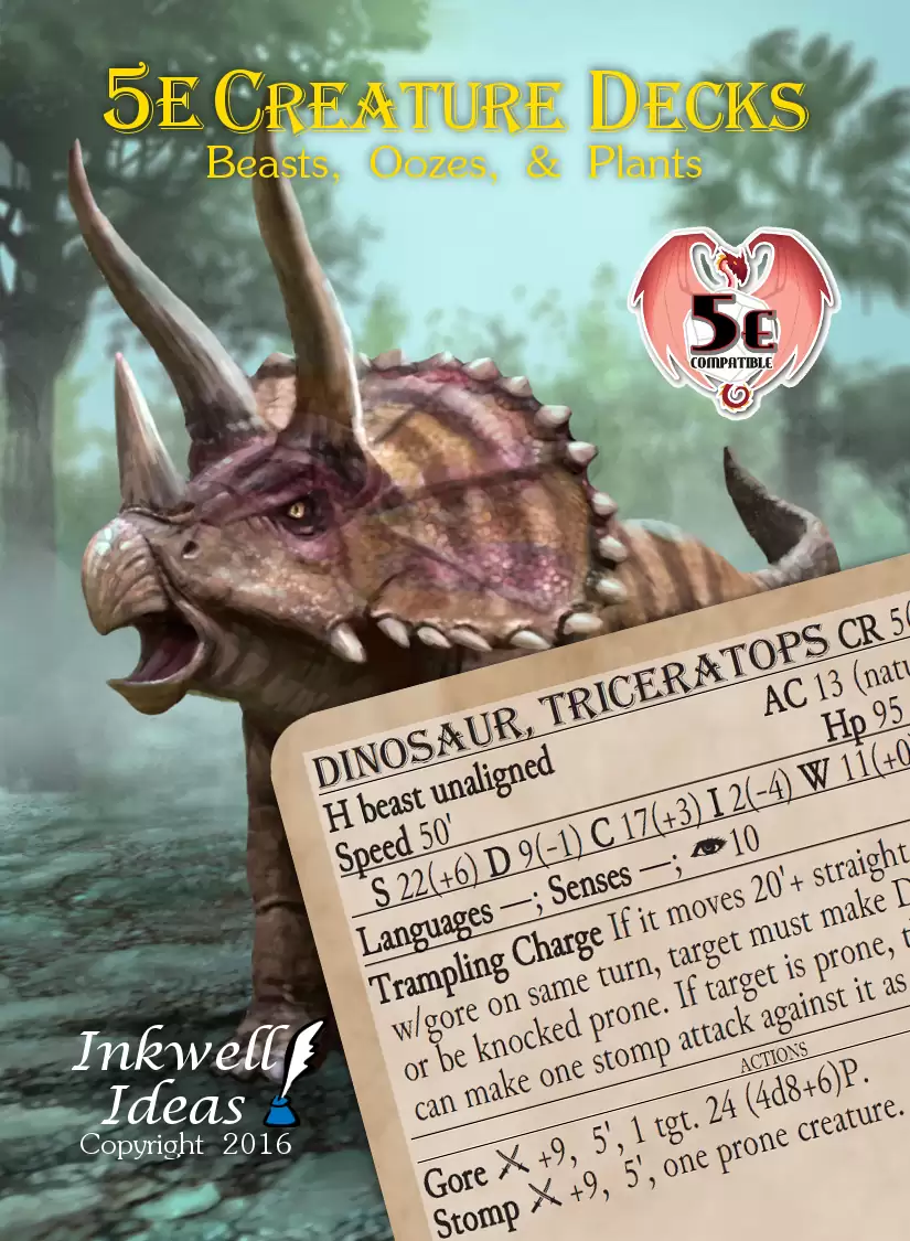 5e Creature Decks: Beasts, Oozes, & Plants - Inkwell Ideas | 5e Creature Decks | DriveThruRPG