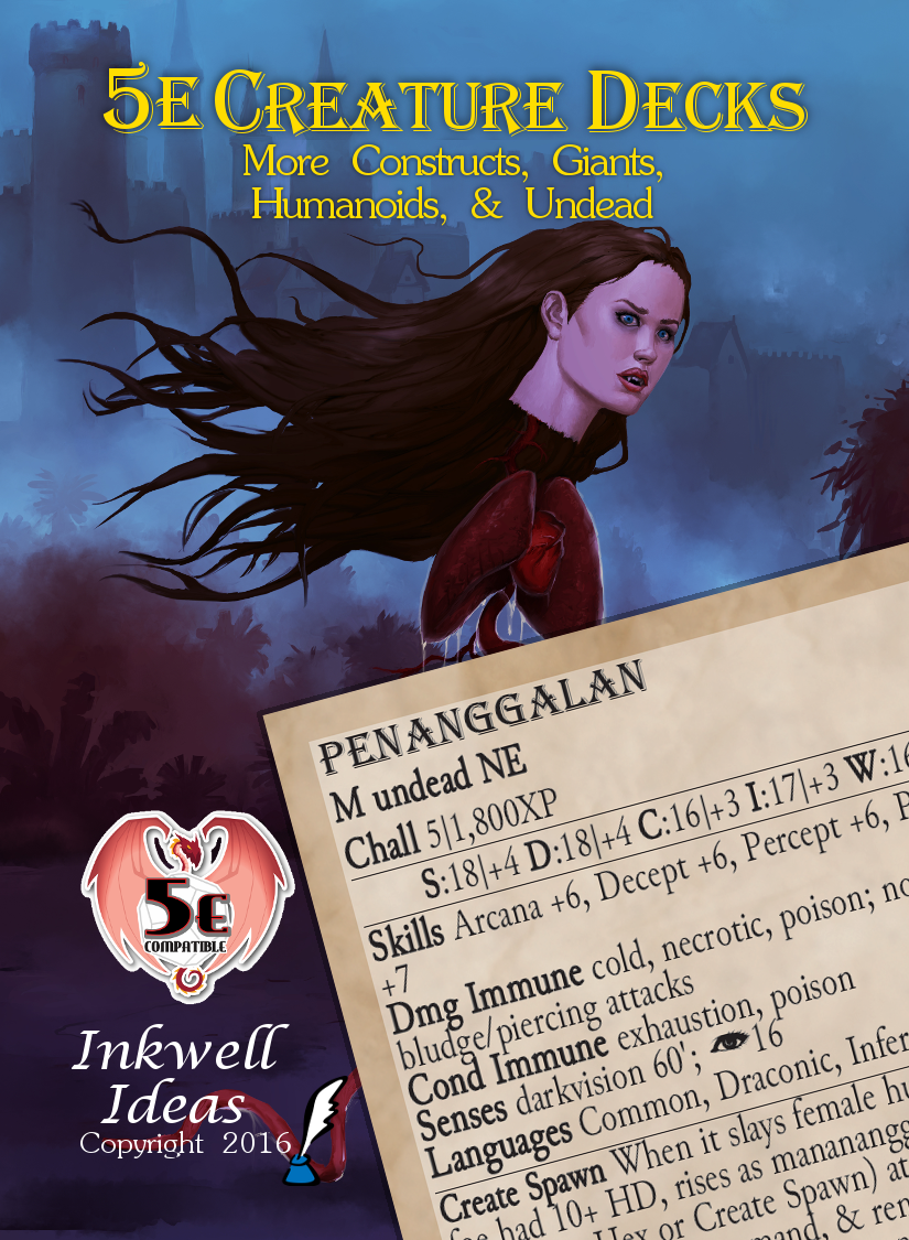 5e Creature Decks: More Constructs, Giants, Humanoids, & Undead - Inkwell Ideas | 5e Creature ...