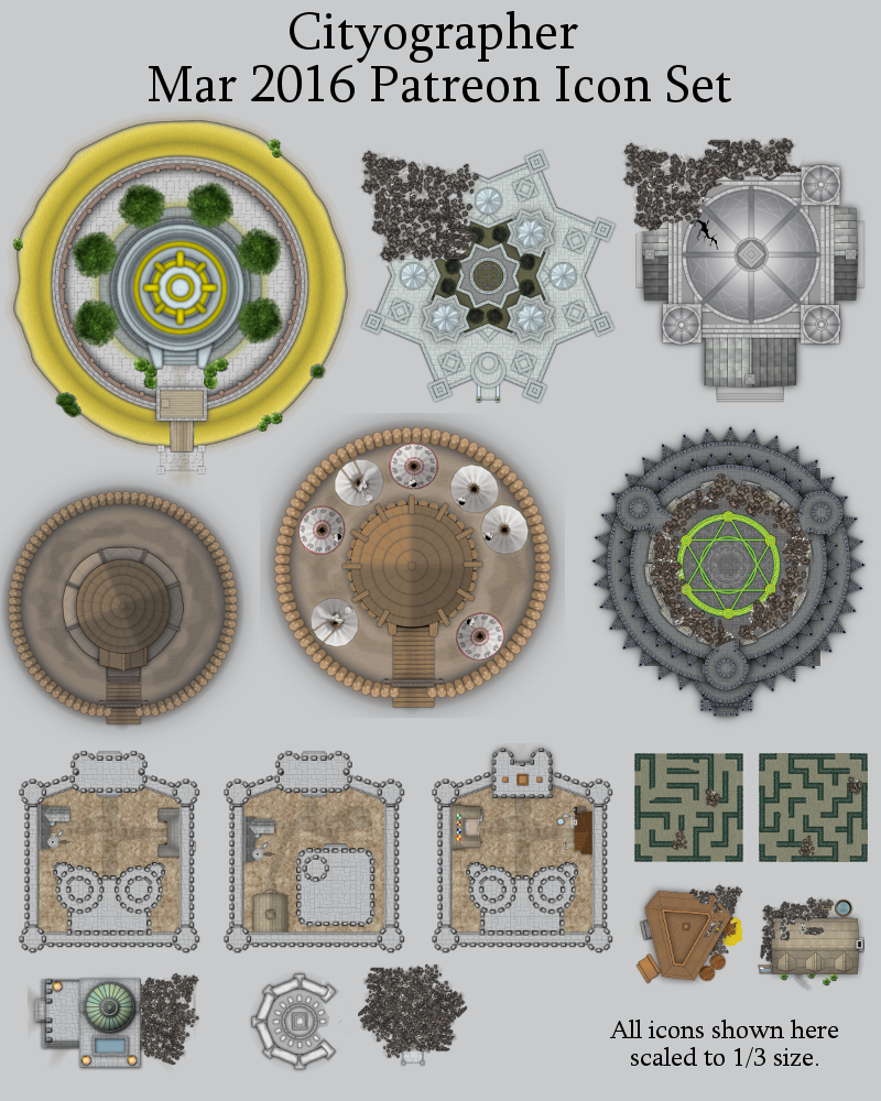 Cityographer March 2016 Monthly City Map Icons (Any Editor) - Inkwell Ideas | Map Icon Packs ...