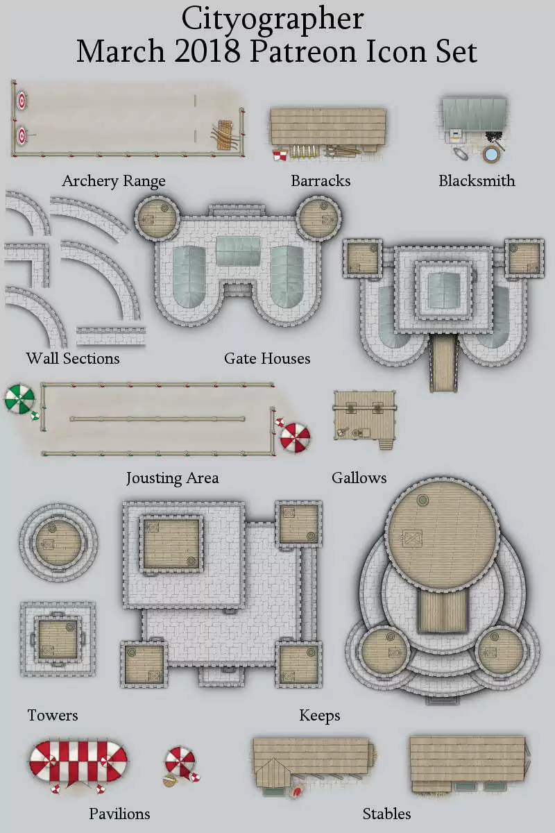 Cityographer Medieval Castle City Map Icons (Any Editor) - Inkwell ...