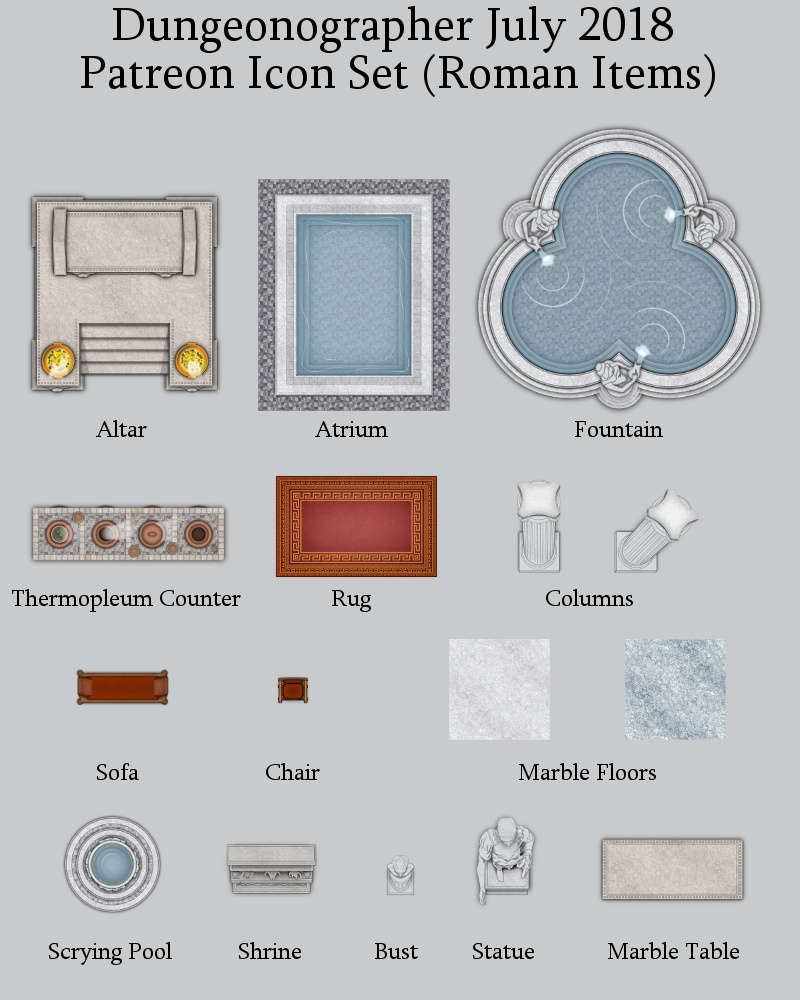 Dungeonographer Roman Map Icons (Any Editor) - Inkwell Ideas | Map Icon ...