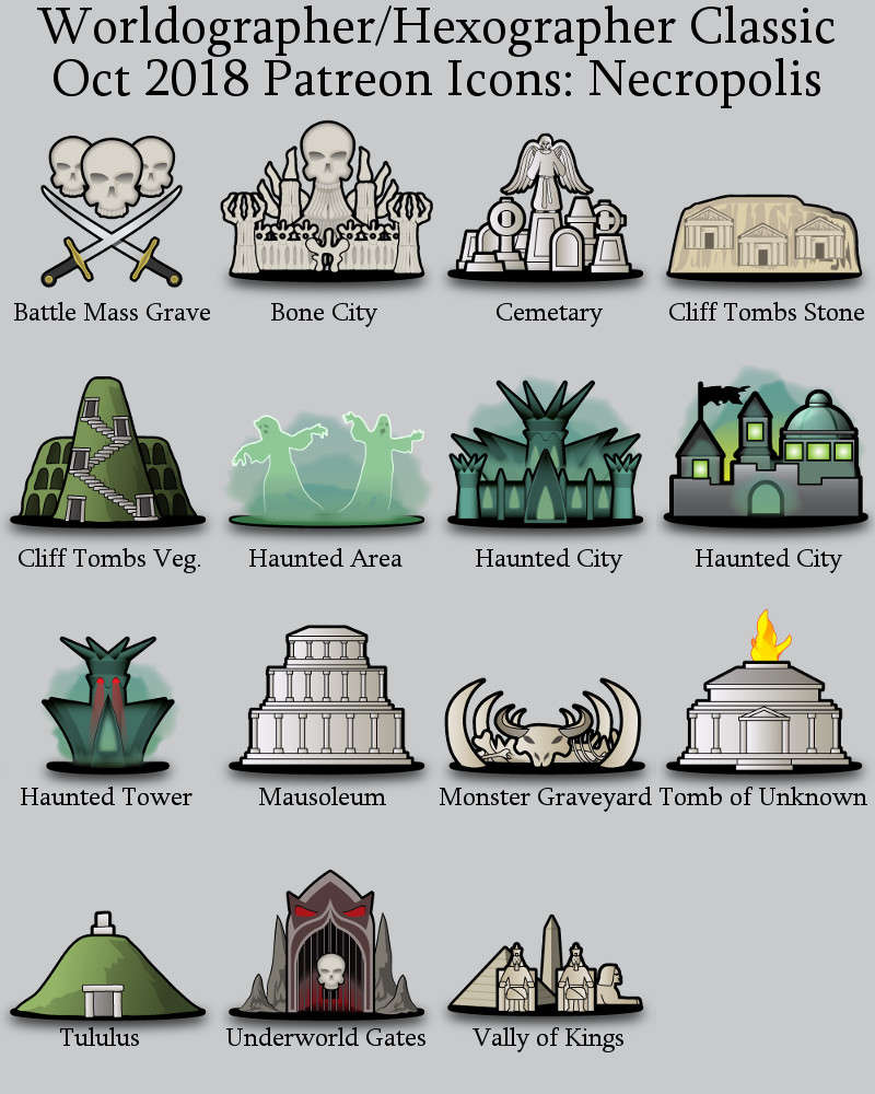 Hex/Worldographer Classic Style Necropolis World Map Icons - Inkwell ...